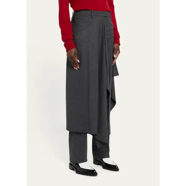 Michael Kors Asymmetric Overskirt Straight-leg Trousers