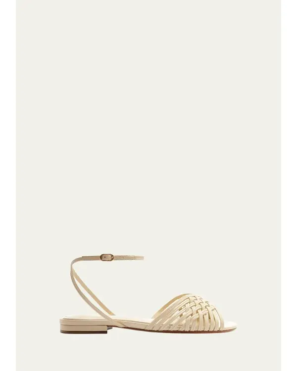 ALEXANDRE BIRMAN Lilian Leather Flat Sandals - Eggshell