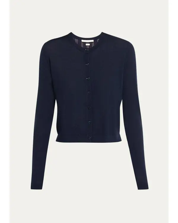 JASON WU Striped-panel Merino Wool Knit Crewneck Cardigan