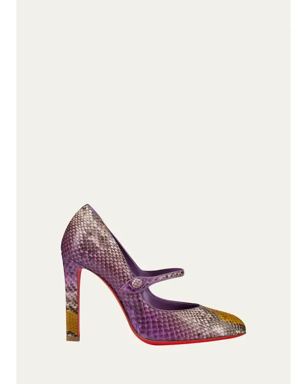 CHRISTIAN LOUBOUTIN 100mm Mary Fanny Red Sole Pumps - Snakeskin