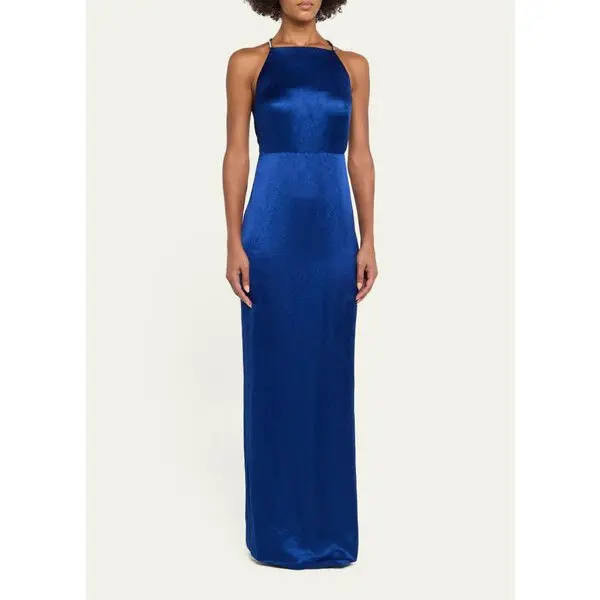 JASON WU Crystal Strappy Backless Satin Apron Gown