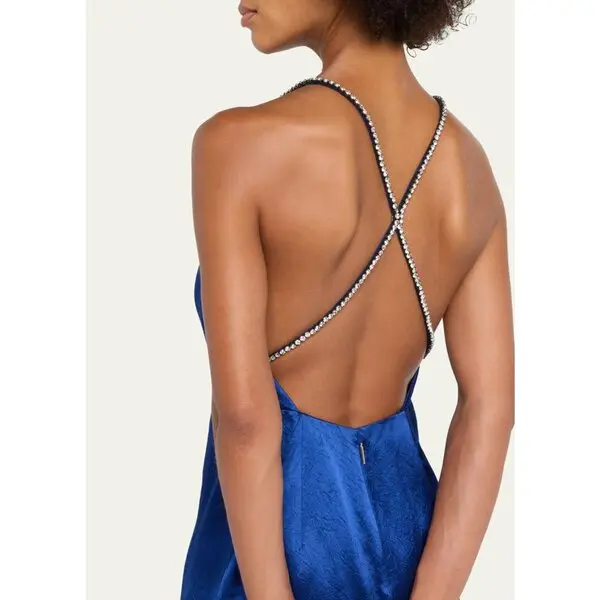 JASON WU Crystal Strappy Backless Satin Apron Gown
