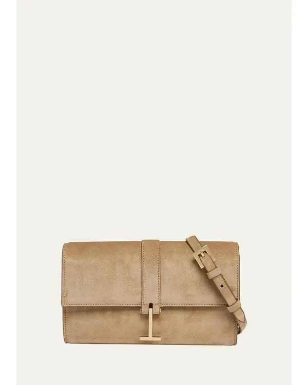 TOM FORD Suede Hanging T Crossbody Wallet - Amphora