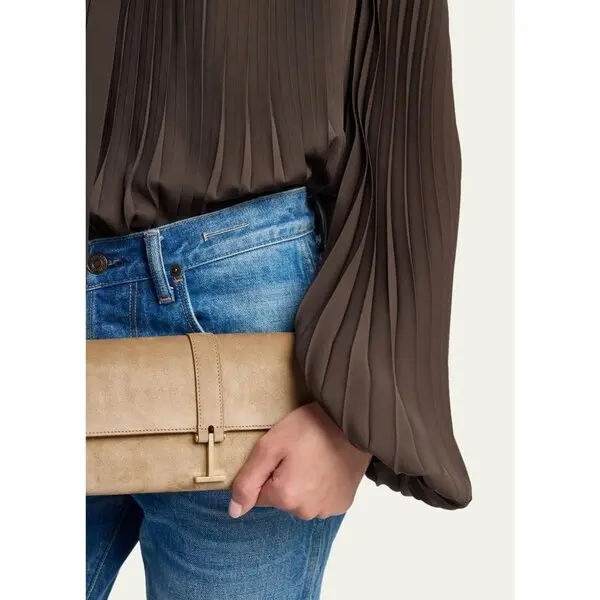 TOM FORD Suede Hanging T Crossbody Wallet - Amphora