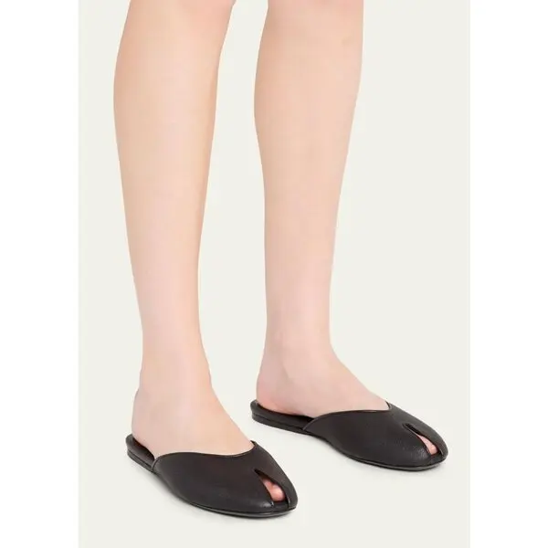 JUDE Date Leather Peep-toe Flats