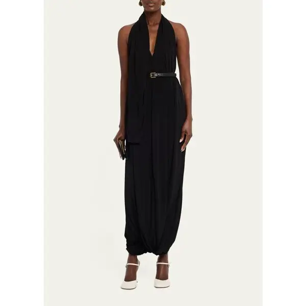 Loewe Backless Draped Crepe Maxi Dress