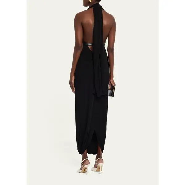 Loewe Backless Draped Crepe Maxi Dress