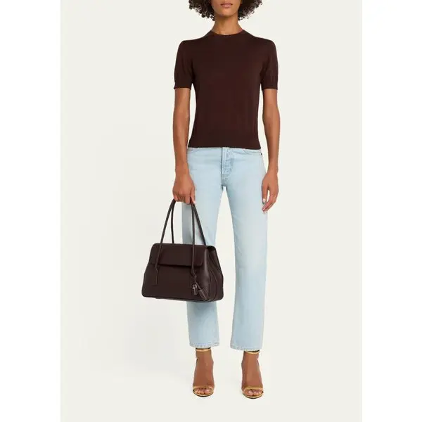TOM FORD Eclipse Medium Leather Shoulder Bag - Chocolate