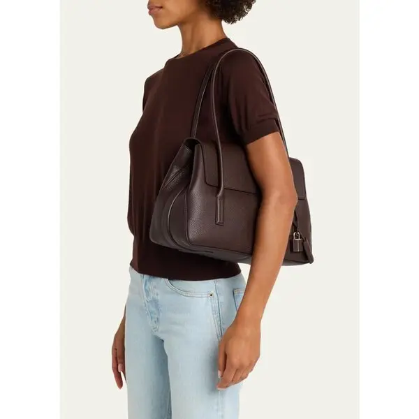 TOM FORD Eclipse Medium Leather Shoulder Bag - Chocolate
