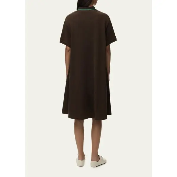 Loewe Short-sleeve Cotton Pique High-low Polo Dress - Brown