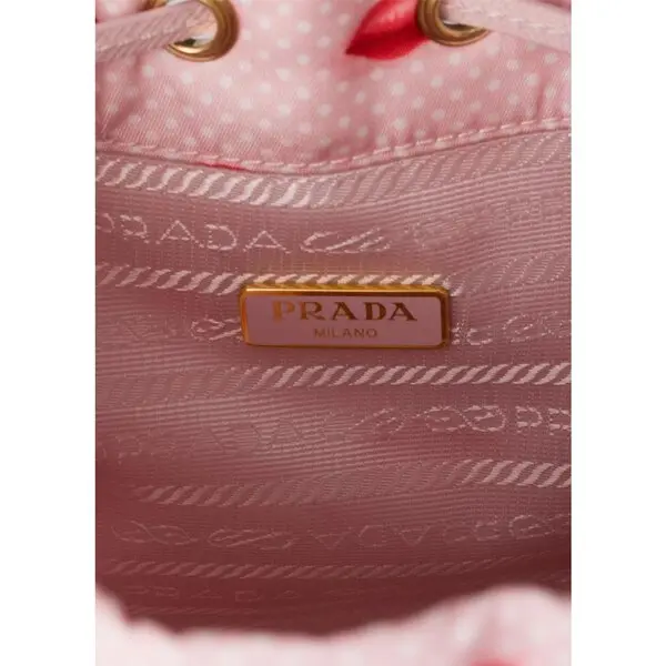 Prada Printed Lips Drawstring Wristlet Bag