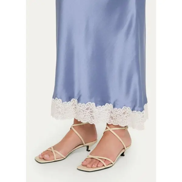 LoveShackFancy Janella Lace-hem Silk Maxi Skirt