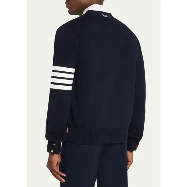 Thom Browne Milano Stitch V Neck Cardigan In Cotton W 4 Bar Stripe