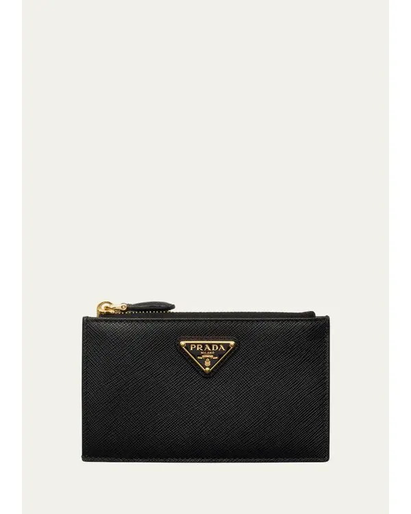 Prada Lips-print Saffiano Leather Card Holder - Nero