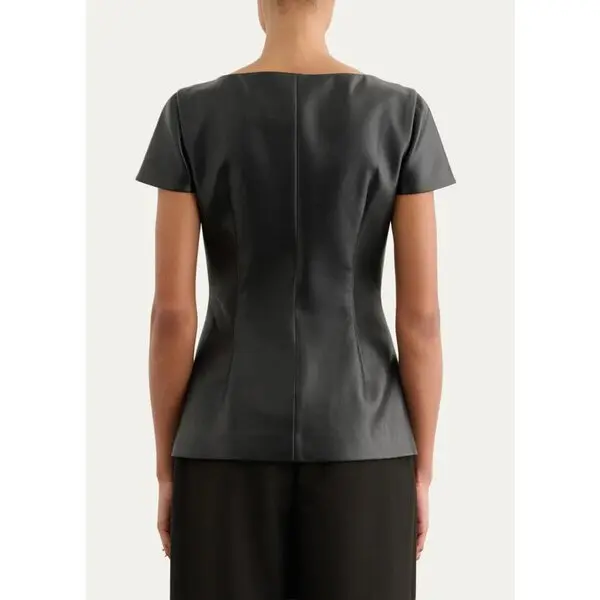TOCCIN Ilya Bateau-neck Vegan Leather Vest