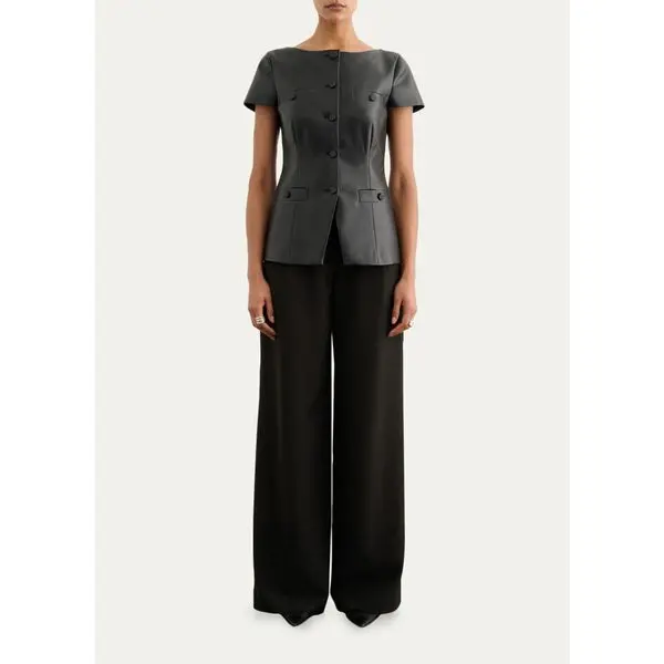 TOCCIN Ilya Bateau-neck Vegan Leather Vest