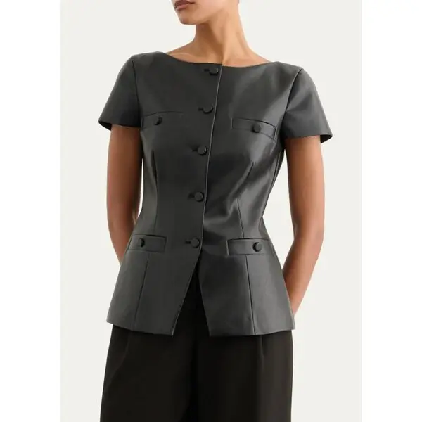 TOCCIN Ilya Bateau-neck Vegan Leather Vest