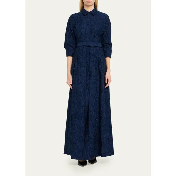 Simkhai Courtney Belted Organza Jacquard Gown