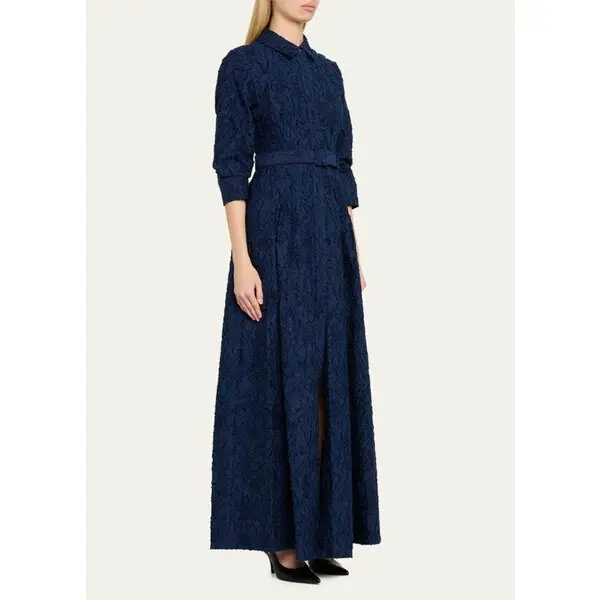 Simkhai Courtney Belted Organza Jacquard Gown