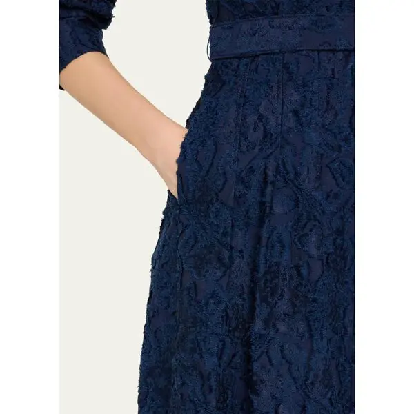 Simkhai Courtney Belted Organza Jacquard Gown