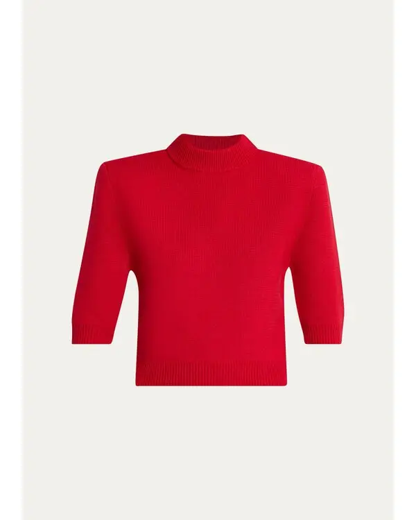 WILLY CHAVARRIA Chavela Wool Short-sleeve Crop Sweater