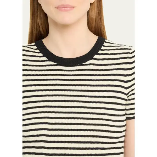 NILI LOTAN Hettie Striped Ribbed Silk T-shirt