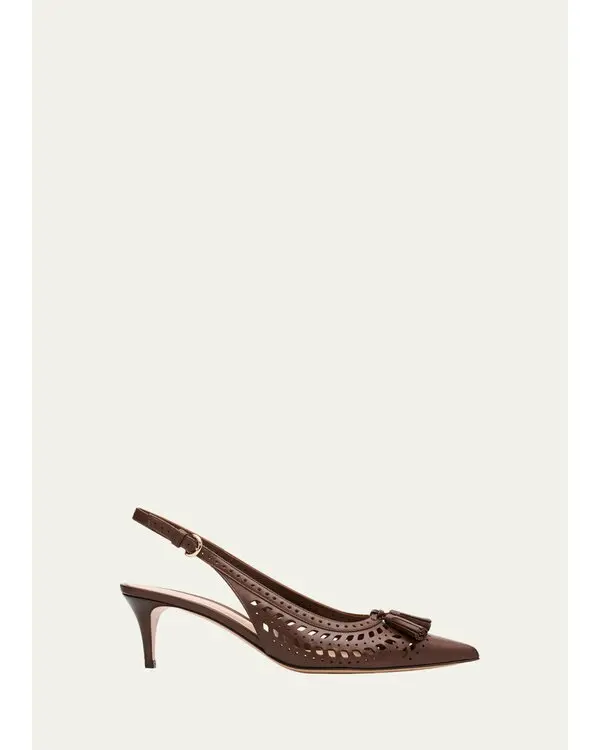 GIANVITO ROSSI 55mm Vitello Cutout Leather Slingback Pumps