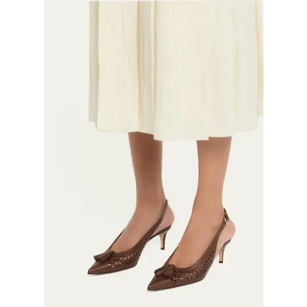 GIANVITO ROSSI 55mm Vitello Cutout Leather Slingback Pumps