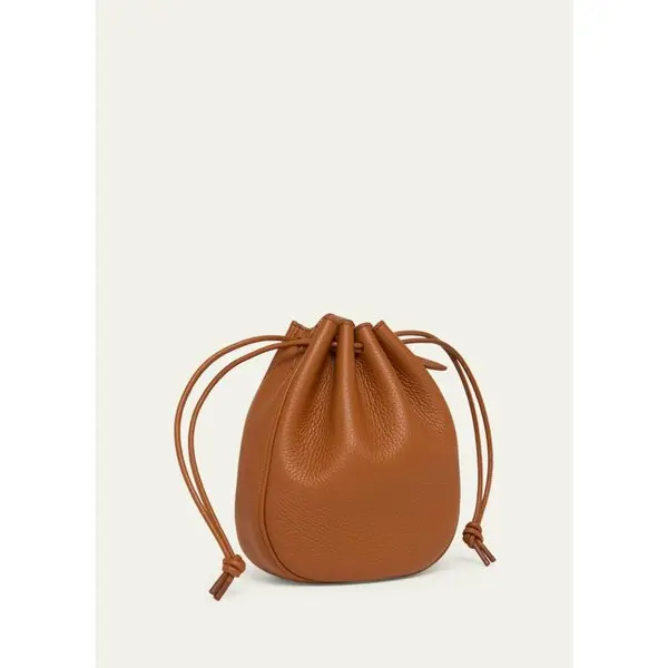 Valentino Garavani Medium Drawstring Shoulder Bag In Grained Leather - Orange
