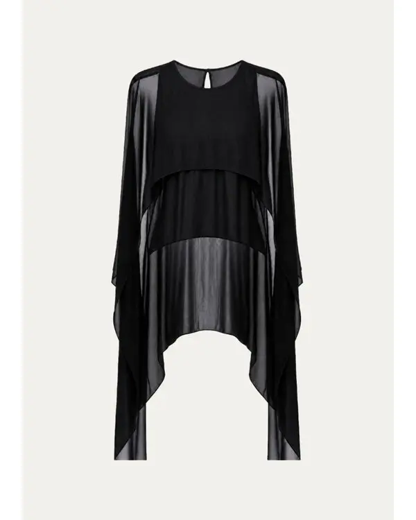 TOCCIN Deia Chiffon Cape Top - Jet
