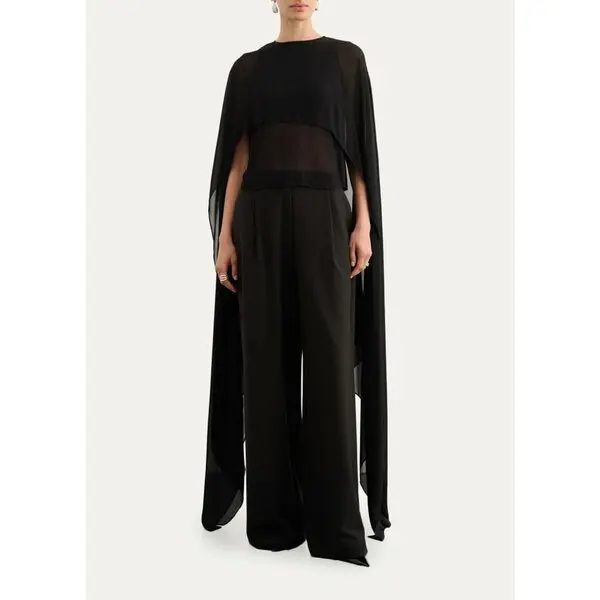 TOCCIN Deia Chiffon Cape Top - Jet