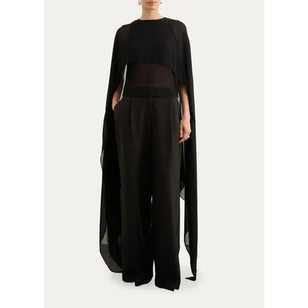 TOCCIN Deia Chiffon Cape Top - Jet