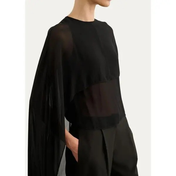 TOCCIN Deia Chiffon Cape Top - Jet