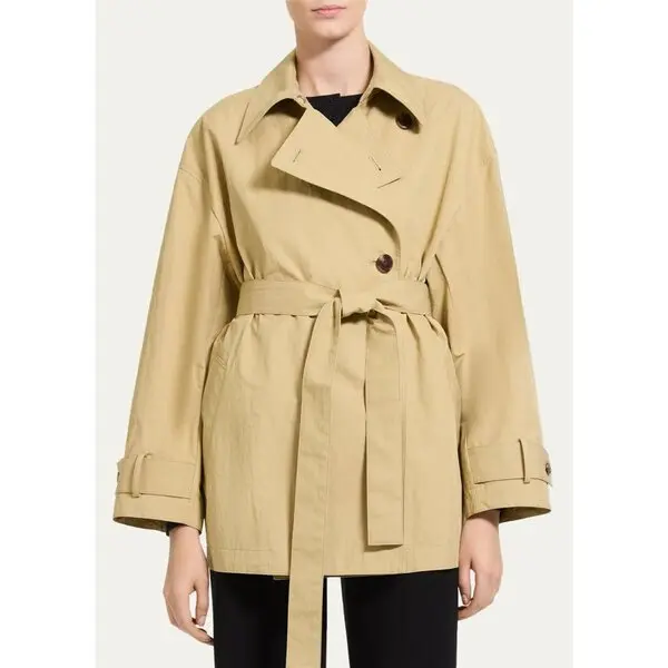 Theory Cropped Double-breasted Trench Coat