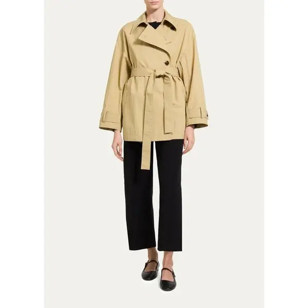 Theory Cropped Double-breasted Trench Coat