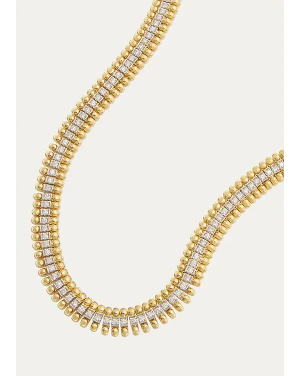 Jamie Wolf 18k Gold And White Gold Beaded Edge Necklace With Diamonds - Yellow