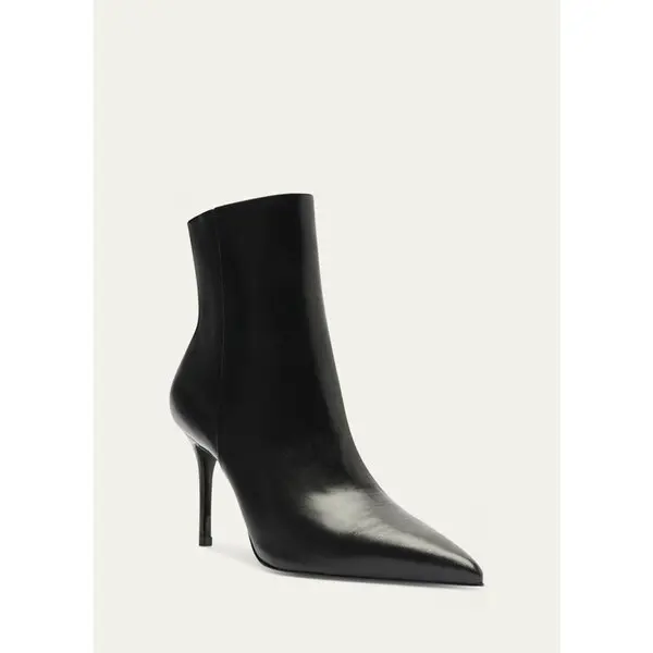 Schutz Mikki Leather Stiletto Zip Booties - Black