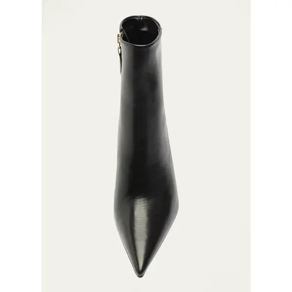 Schutz Mikki Leather Stiletto Zip Booties - Black