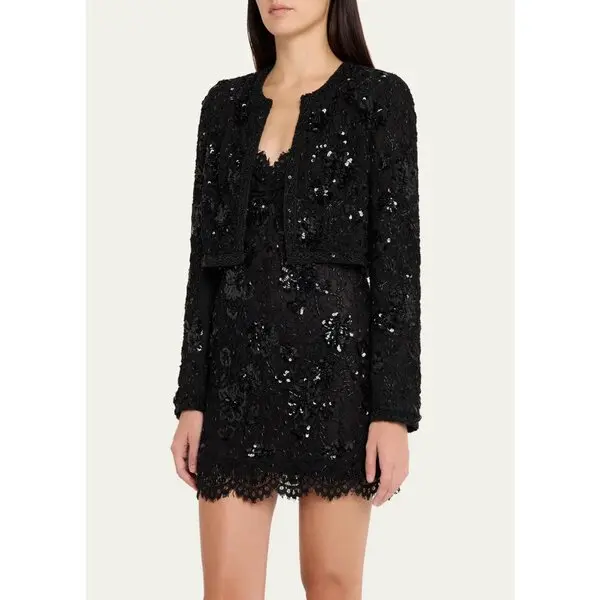 LoveShackFancy Eloweth Sequined Cropped Jacket