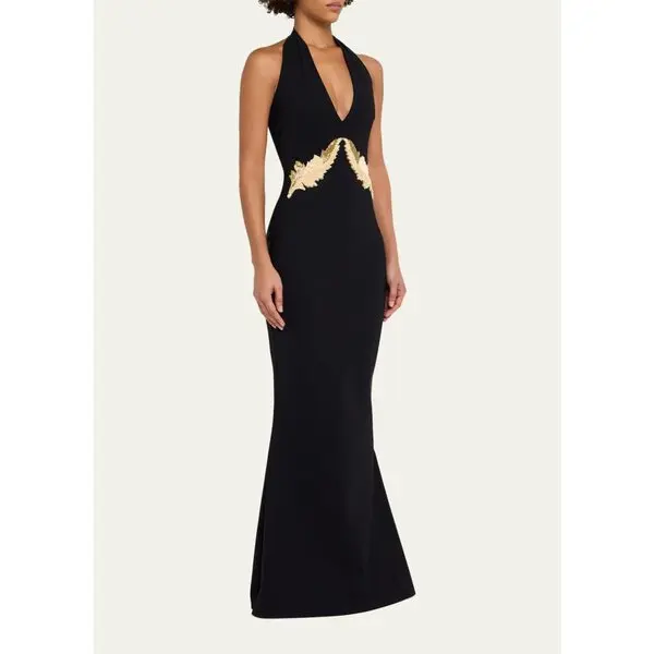 Chiara Boni La Petite Robe Yanar Beaded Mermaid Halter Gown