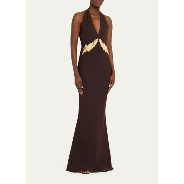 Chiara Boni La Petite Robe Yanar Beaded Mermaid Halter Gown