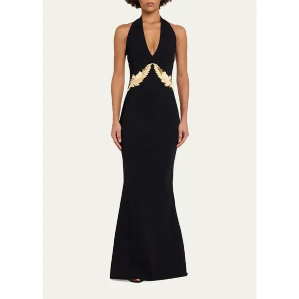 Chiara Boni La Petite Robe Yanar Beaded Mermaid Halter Gown