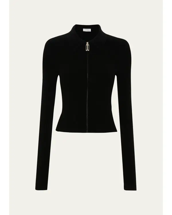 Victoria Beckham Zipped Rib Polo Top