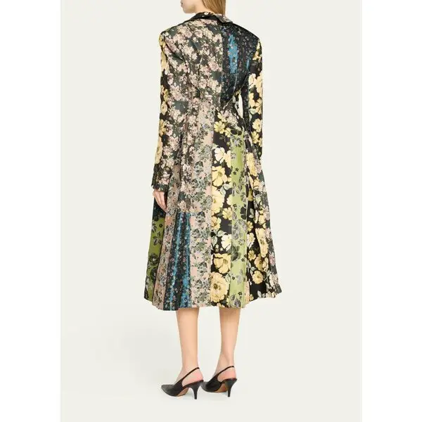 JASON WU Patchwork Floral Jacquard A-line Long Jacket
