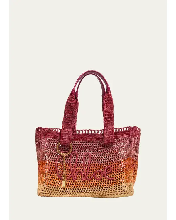 Chloé Summer Banana Ombre Raffia Tote Bag