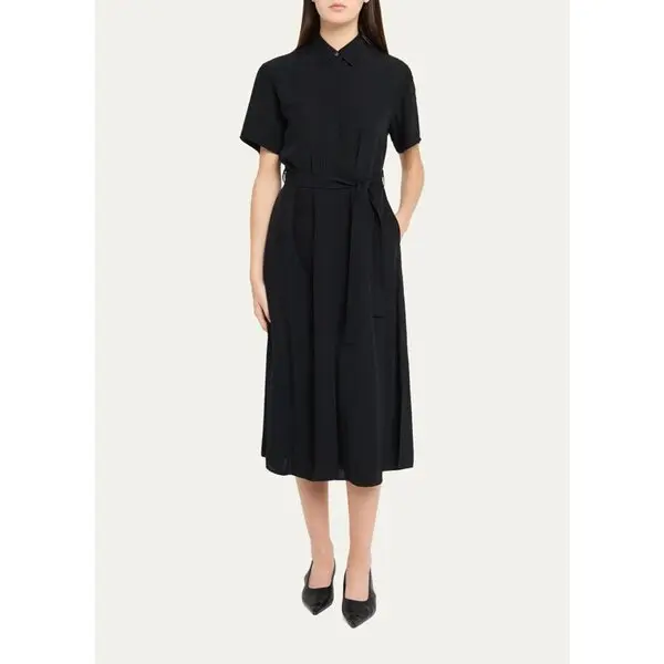 Theory Belted Twill Midi Shirtdress