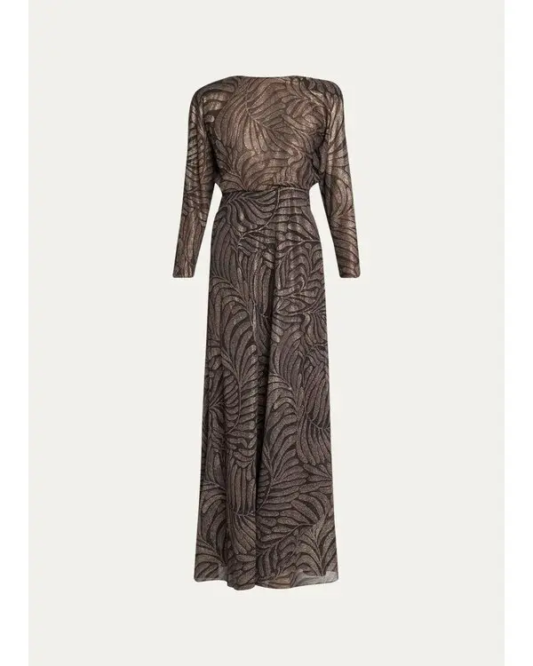 Ralph Lauren Shannen Foiled Chiffon Evening Dress
