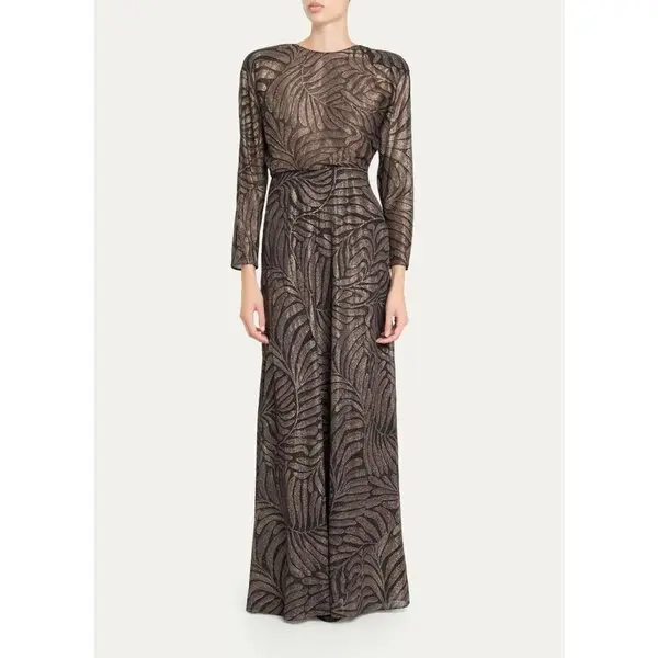 Ralph Lauren Shannen Foiled Chiffon Evening Dress