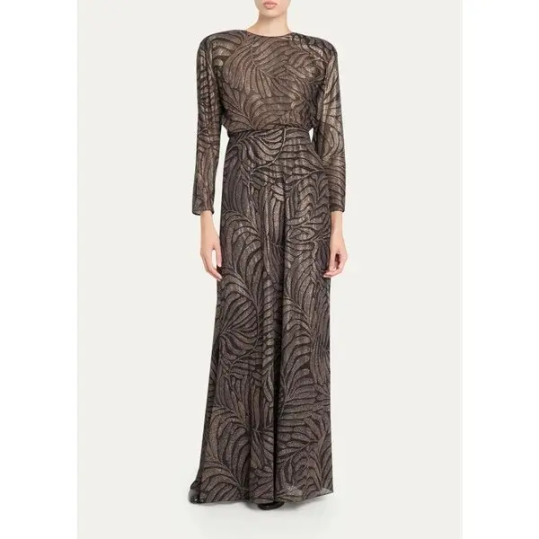 Ralph Lauren Shannen Foiled Chiffon Evening Dress