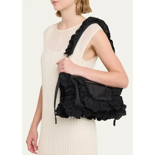 Simone Rocha Pillow Embroidered Ruffle-trim Shoulder Bag